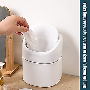 Mini Desk Trash Can with Lid with Trash Bags 180 Pcs Swing-Lid Tiny Countertop Garbage Bin Small Table Top Plastic Covered Waste Basket