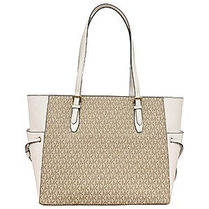 Michael Kors Gilly Large Jet Set Drawstring Top Zip Tote (Light Cream Multi MK)
