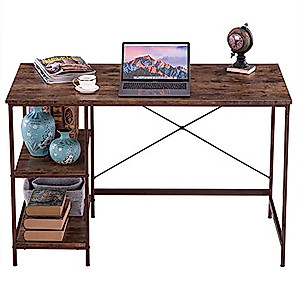 MJWDP (120 x 60 x 75cm) Industrial Style Three Layers Computer Desk Study Desk Office Table Laptop Table Table Black Walnut Color