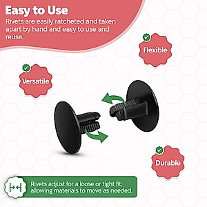 Plastic Ratchet Rivets - .73 in x .41 in (18.7 mm x 10.5 mm) - Construct Coroplast Guinea Pig or Hedgehog Habitats use for C&C Cages (Pack of 200) by Snout and Shell