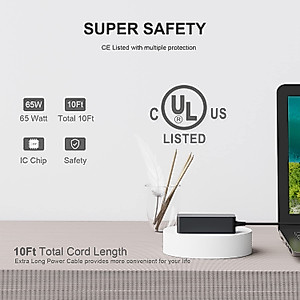 65W AC Charger Compatible with Dell Chromebook 11 3180 3189 3120 P22T CB1C13 Laptop Power Adapter Supply Cord with UL Safety Certification