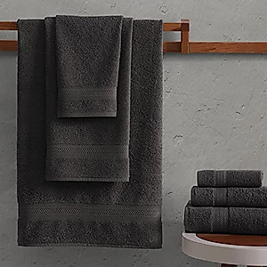 REGAL RUBY, 6 Piece Towel Set, 2 Bath Towels 2 Hand Towels 2 Washcloths, Soft and Absorbent, 100% Turkish Cotton Towels for Bathroom and Kitchen Shower Towel, Grey