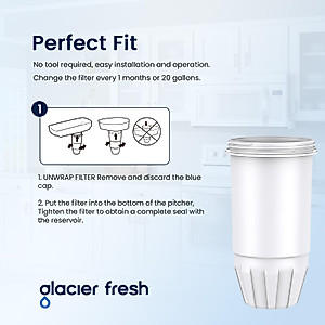 GLACIER FRESH CRF 950Z Water Filter Pitcher，Replacememt for PUR PPF900Z，CRF-950Z，PPF951K Pitcher, Compatible with All PUR Pitchers Water Filter and Dispensers（Pack of 3）