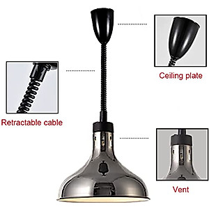 Food Heating Warmer Lamp Restaurant Heating Lamp, Food Warmer for Parties, Telescopic Heating Lamps for Buffet Kitchen Restaurant Adjustable Height.75-165cm (Color : Stainless Steel Color, Size : 3p