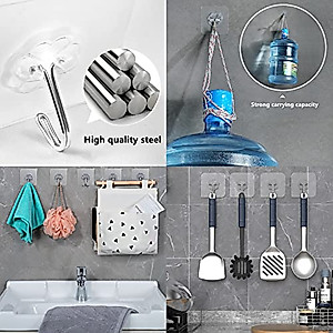 CHAIKEN&CAPONE Ceiling Hook Adhesive Hooks Wall Hooks for Hanging 20 Pieces13.2 Pounds (Maximum),with Stainless Steel Hooks for:Kitchen,Livingroom,Bathroom,Ceiling,Office,Etc.
