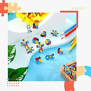 24 Pieces Autism Awareness Pin Autism Pin Lapel Pin Multi Color Autism Puzzle Piece Brooches Pins Autism Awareness Accessories for Clothing, Shirts and Jackets, 6 Styles (24 Pieces)