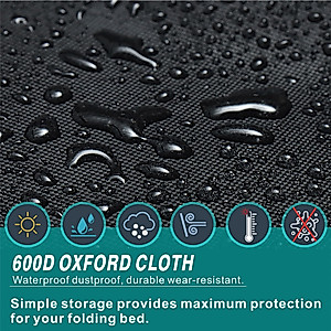 Folding Bed Storage Cover - 38" Waterproof Dustproof Universal Rollaway Bed Protector Cover - Fits 38 Inch Folding Bed (39 "L × 15" W × 44.8 "H) - Black
