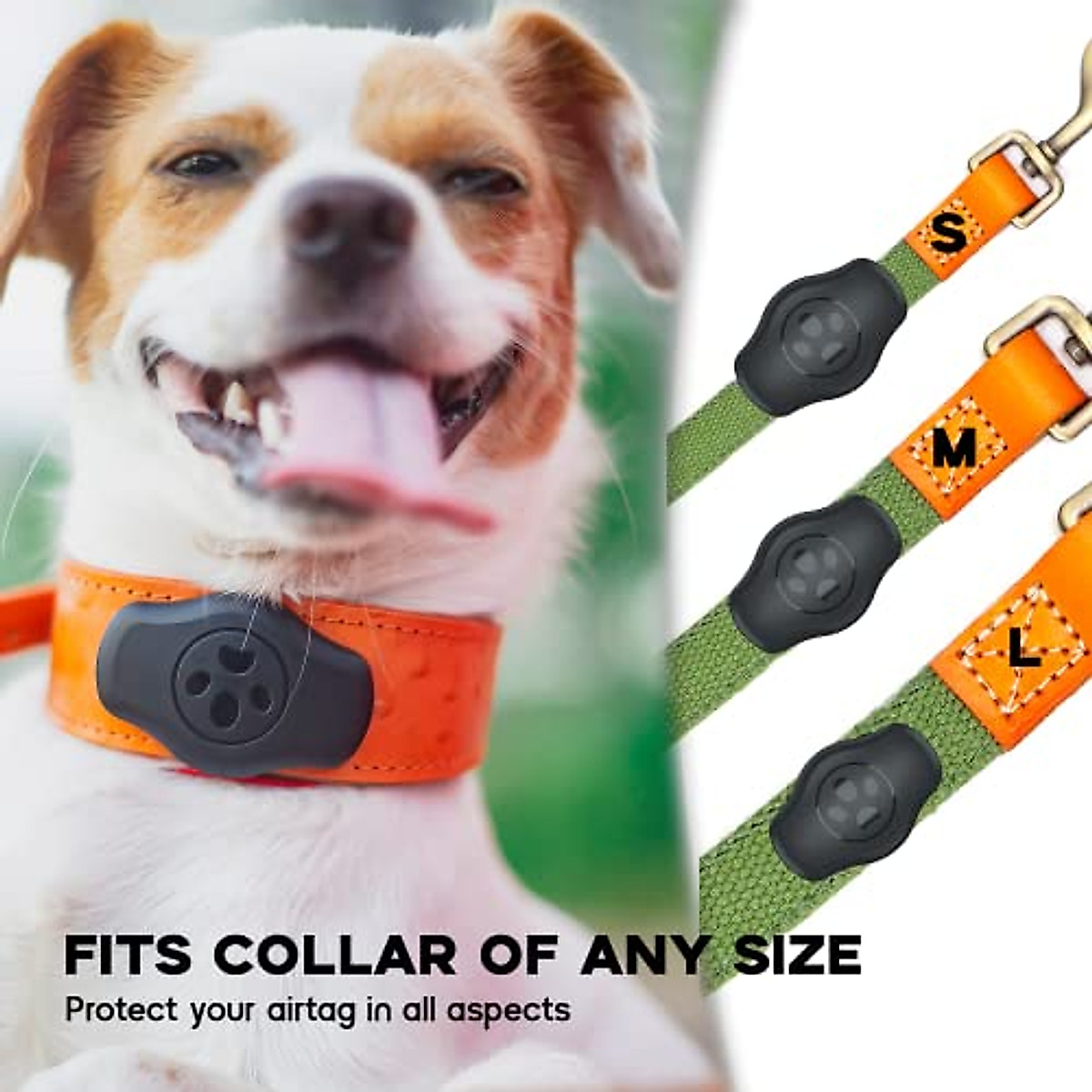 Dovick-Waterproof Airtag Dog Collar Holder Mount, Screw Case Fits All Width Air Tag Cat Pet Collar Leash Belt Black 1 Pack