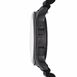 Fossil 44mm Gen 5E Stainless Steel and Silicone Touchscreen Smart Watch with Heart Rate, Color: Black (Model: FTW4047)