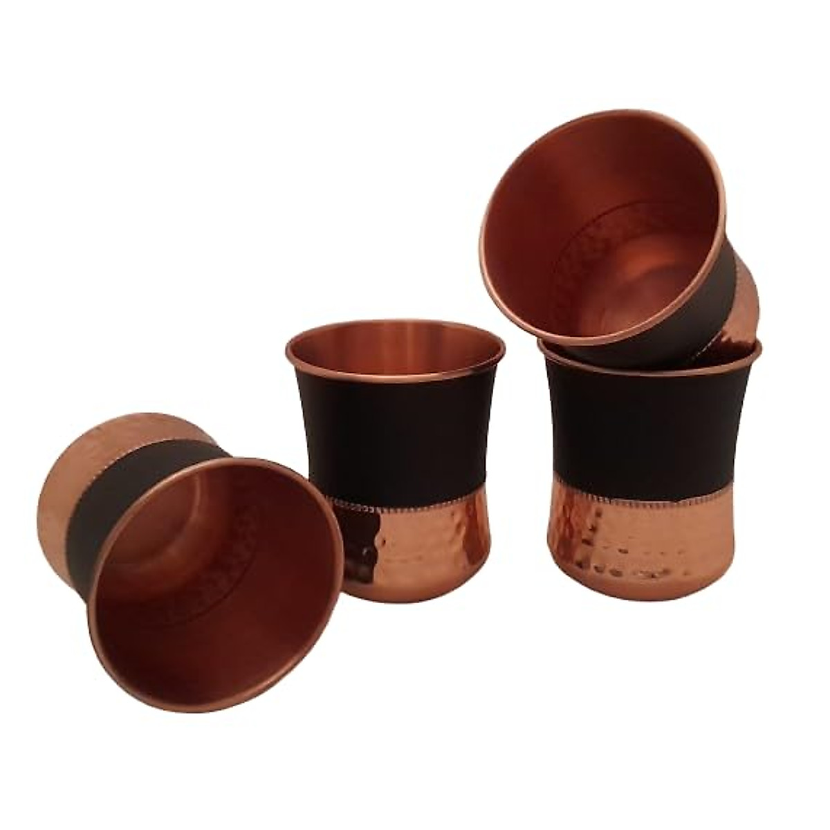 Ornate Internationlal 16 Oz Black Matte Moscow Mule Copper Cups and Barrel Mugs, Moscow Mule Mug with Rose Gold Copper Rims, Set of 4 (black)