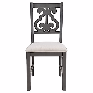 Goozio 5-Piece Round Dining Table and 4 Fabric Chairs with Special-Shaped Table Legs and Storage Shelf,Gray