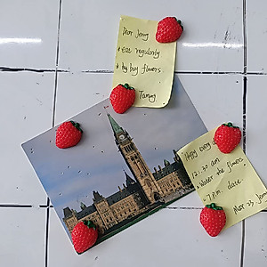 Ginyrerd 30 pcs Refrigerator Magnet Decorative Cute Big Strawberry Fruit Boxed Resin Handmade Picture Message Board Paste Painting Photo Postcard Note Paper DIY Office Supplies Fridge Magnet Set