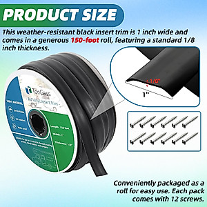 TonGass (Black, 1 Inch by 150 Feet) RV Vinyl Molding Trim Insert RV Trim Molding Exterior Waterproof UV-Resistant Exterior Trailer Siding Corners Trim Protects RV Shell Screws - No Need to Heat