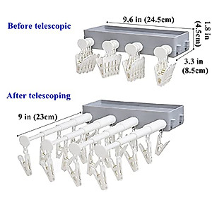 Cuzlarmul Clothes Drying Rack Wall Mount, 20 Clips Hole-Free Hidden Retractable Clothes Drying Rack Folding Indoor, Laundry Clothes Drying Rack Suitable for Drying Socks, Towels, Underwear, White