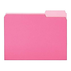 Amazon Basics File Folders, Letter Size, 1/3 Cut Tab, Pink, 36-Pack