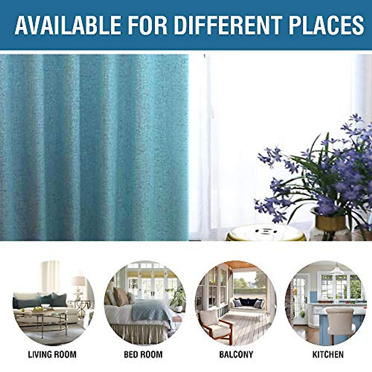 H.VERSAILTEX 100% Blackout Curtains for Bedroom 96 Inches Long Grommet Linen Face Full Light Blocking Curtain Drapes for Living Room Thermal Insulated Linen Look Curtains 2 Panels Set, Teal Blue