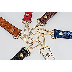 VanEnjoy Full Grain Leather Adjustable Replacement Strap Cross Body Bag Purse, 26-51 inch Gold Hardware - 1.8 CM Width (Black-Silver Metal With Tasse) (Red)