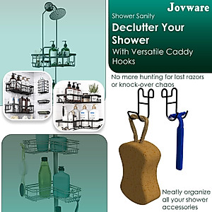 Jovware Black Shower Caddy Hooks, Razor Hooks for Shower, Razor Hanger for Shower, Shower Caddy with Hooks, Shower Hooks for Loofah, Razor Holder 2 Pack