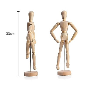 HSOMiD 12'' Artists Wooden Manikin Jointed Mannequin Perfect for Home Decoration/Drawing The Human Figure (A)