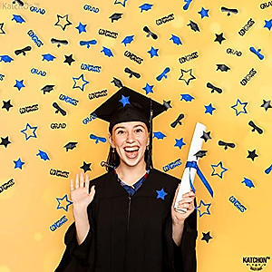Blue and Black Congrats Grad Confetti - Pack of 1300 | Graduation Confetti 2023 for Blue and Black Graduation Party Decorations 2023 | Class of 2023 Confetti for Graduation Table Decorations 2023