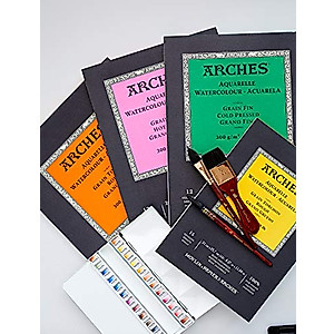 Arches A1795092 Bloc Enc 23x31 12H Aquarelle 100% Fine 300g Blanc NAT, White Natural