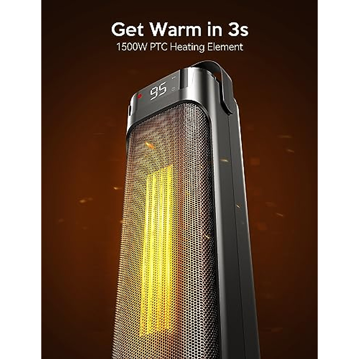 VAGKRI 24"Space Heater, 1500W Portable Electric Heater with Thermostat, Remote, 3 Modes, Timer, Oscillating, Overheating & Tip-Over Protection, Fast Ceramic Heater for Bedroom Office Garage Indoor Use