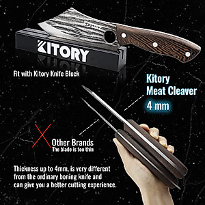 Kitory Meat Cleaver 6.5" - Small Cleaver Kitchen Knife, Forged 9CrMoV18 High Carbon Steel, Nature Wood Handle, 2023 Gifts For Women and Men