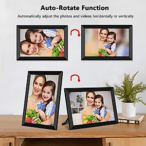 FRAMEO Digital Photo Frame 10.1 Inch, 1 Piece Smart WiFi Digital Picture Frame, Touch Screen Display, 32GB Storage Auto-Rotate Easy Share Photos or Videos in Frameo App from Anywhere Living Room Decor