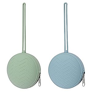 Nupoopy 2 Pack Silicone Pacifier Holder Case, BPA Free Newborn Baby Pacifiers Silicone Pouch for Boys & Girls, Portable Silicone Pacifier Container Case (Sage, Ether)