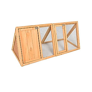Ecolinear Rabbit Hutch Wooden Bunny Cage A-Frame Chicken Coop for Small Animals (46E)