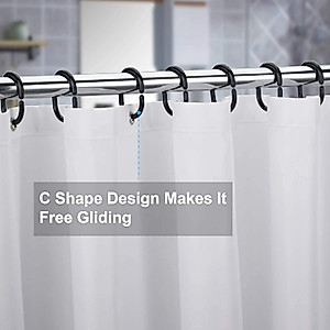 Amazer Black Shower Curtain Hooks Rings, 24 Pcs Plastic Shower Curtain Rings, Plastic Shower Curtain Hooks for Bathroom Shower Rod, Black Shower Hooks Rings Loops for Shower Curtain