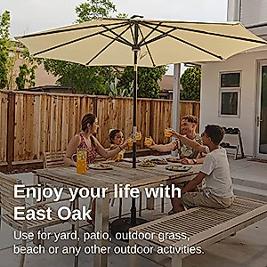 EAST OAK Patio Umbrella, 9 ft Outdoor Table Umbrella with 40 LED Solar Lights of Waterproof and UV 30+ Fade Resistant for Garden, Deck, Backyard, Pool and Beach, Beige