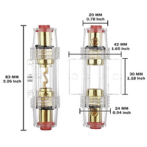 Carviya in-line AGU Fuse Holder for 4-10 Gauge AWG Wire / 6 Gauge & 8 Gauge/with Two 100A AGU Fuses for Car Audio/Alarm/Amplifier/Compressors/Auto Parts/Automotive/Marine/Industrial (100Amp, 1 Pack)