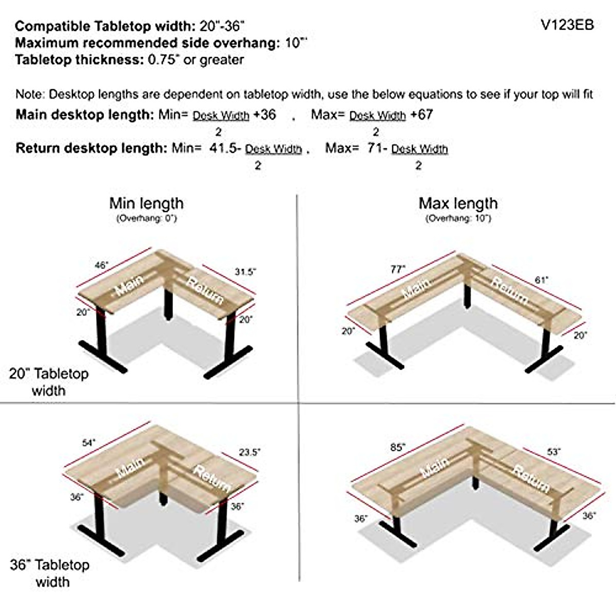 VIVO Electric Multi-Motor Height Adjustable Corner 3 Leg Standing Desk Frame, Frame Only, Sit Stand Ergonomic L Frame with Push Button Controller, Black, DESK-V123EB