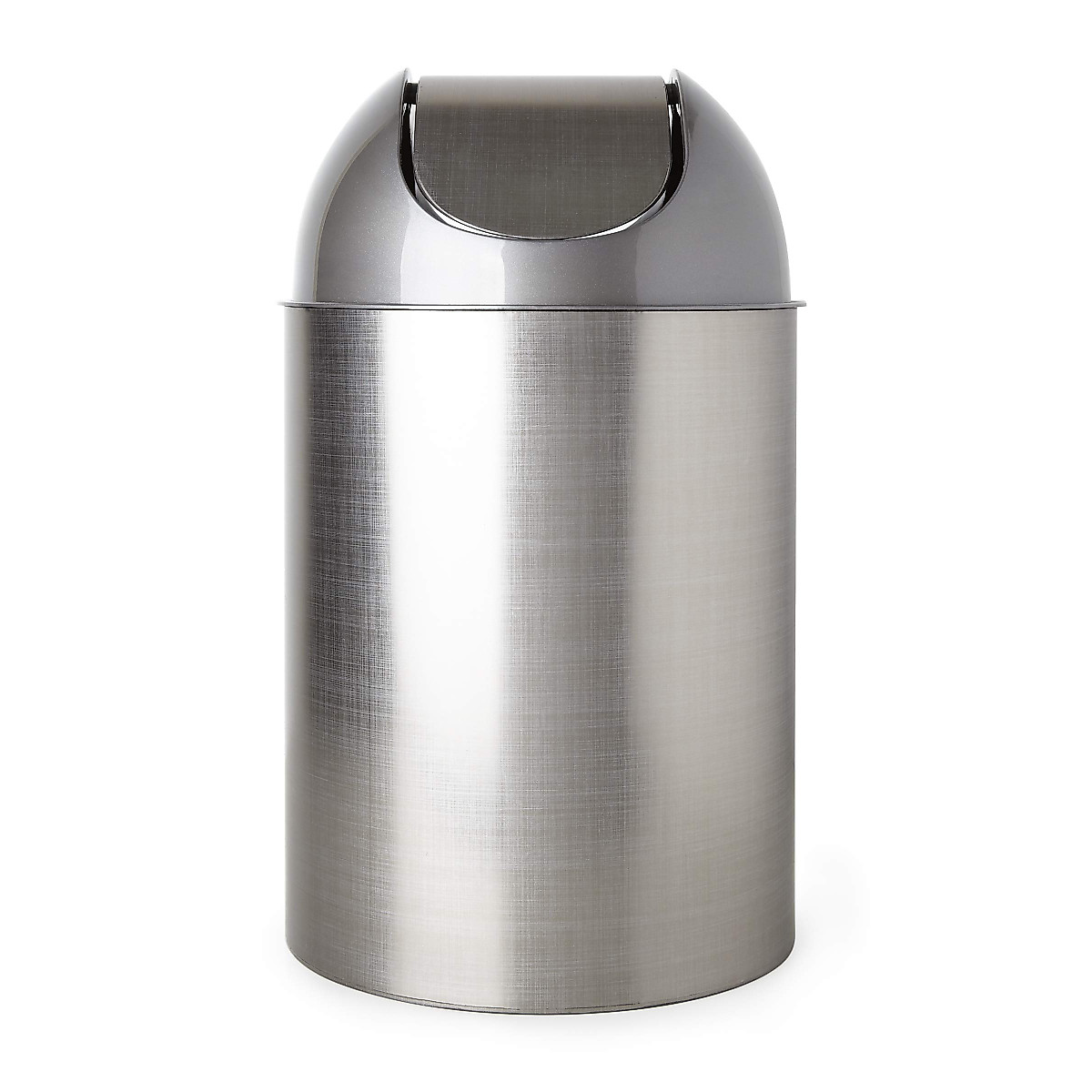 Umbra Mezzo, 2.5 Gallon Trash Can with Lid, Ideal For Small Spaces, Home and Office, Brushed Silver