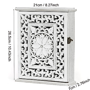 AHUONEL Wooden Key Holder for Wall, Key Box Key Cabinet, Key Hooks Wall Mounted Key Hangers Rustic Decorative Key Rack with 6 Key Hooks for Home Office Entryway Hallway Bedroom Living Room