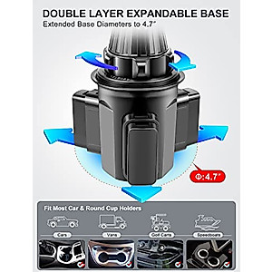 TOPGO Cup Holder Phone Mount, [No Shaking & Height-Adjustable Pole] Cup Phone Holder for Car, Cell Phone Cradle for iPhone iPhone14, Samsung and More Smart Phone(Black)