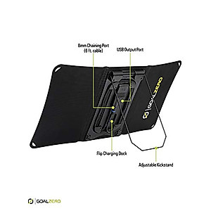 Goal Zero Nomad 20, Foldable Monocrystalline 20 Watt Solar Panel with 8mm + USB Port, Portable Solar Panel Charger. Lightweight 18-22V 20W Solar Panel Charger with Adjustable Kickstand