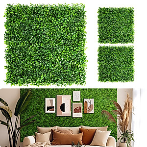 Aboofx 10x10in Artificial Grass Wall Panels, 12 Pack Boxwood Decor for Interior Walls, Garden Fences, Greenery Backdrop