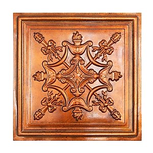 Ceiling Tin Tiles Decorative Drop Ceiling Tiles Distressed for Cafe Club Salon Hotel Store Bar 2'x2' PL07 Archaic Copper 10pcs