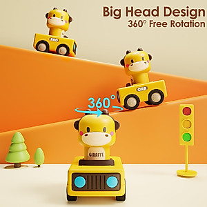 iPlay, iLearn Press to Go Car Toys for Toddlers 1-3, Baby Animal Racing Cars, Infant Play Vehicle Set, Baby Push Go Friction Car Toys for 6-9-12-18 Months, 1st Birthday Gifts for 1-2 Years Old Boys