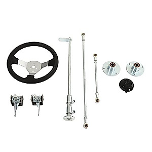 Go Karts Steering Wheel Kit - Tie Rod Joint Gear Rack Shaft Kit - Fits 100cc 125cc 140cc 150cc Go Kart Quad