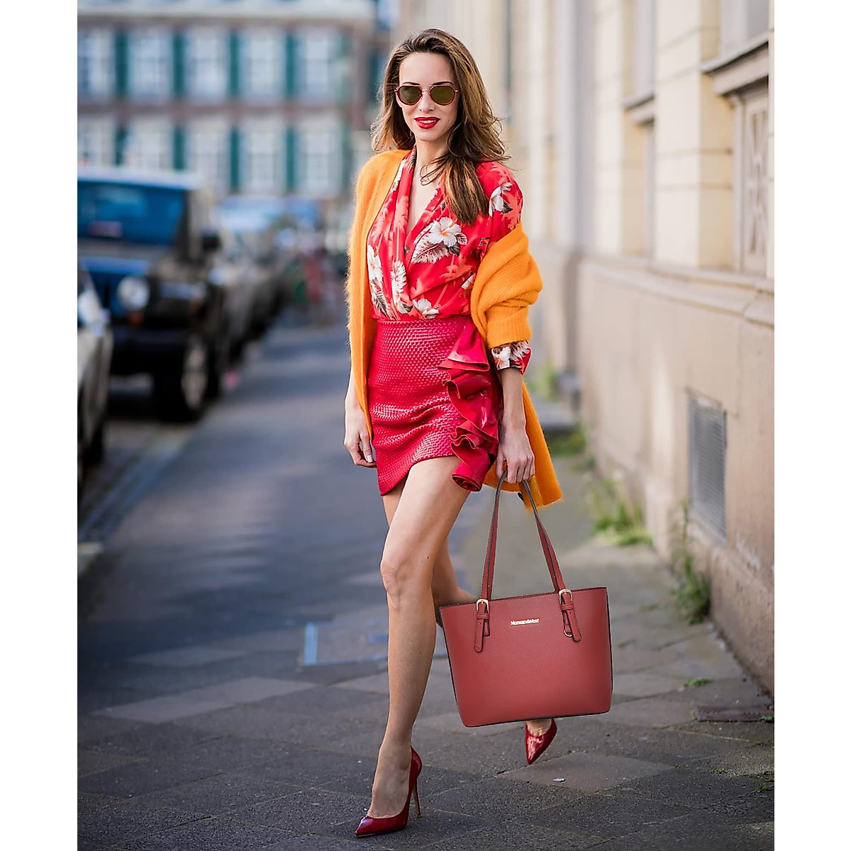 2pcs Tote Handbag Purse Set for Women Large Fashion Satchel Shoulder Laptop Bag MWC2-H030RD