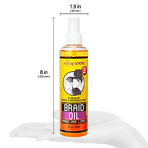 AllDay Locks Braid Oil | Soothes, Moisturizes Dry & Itchy Scalp | Nourishing, Soothing, Protecting Oil | Rejuvenates & Refreshes Braids, Locks, Twists, Cornrows | 8 oz