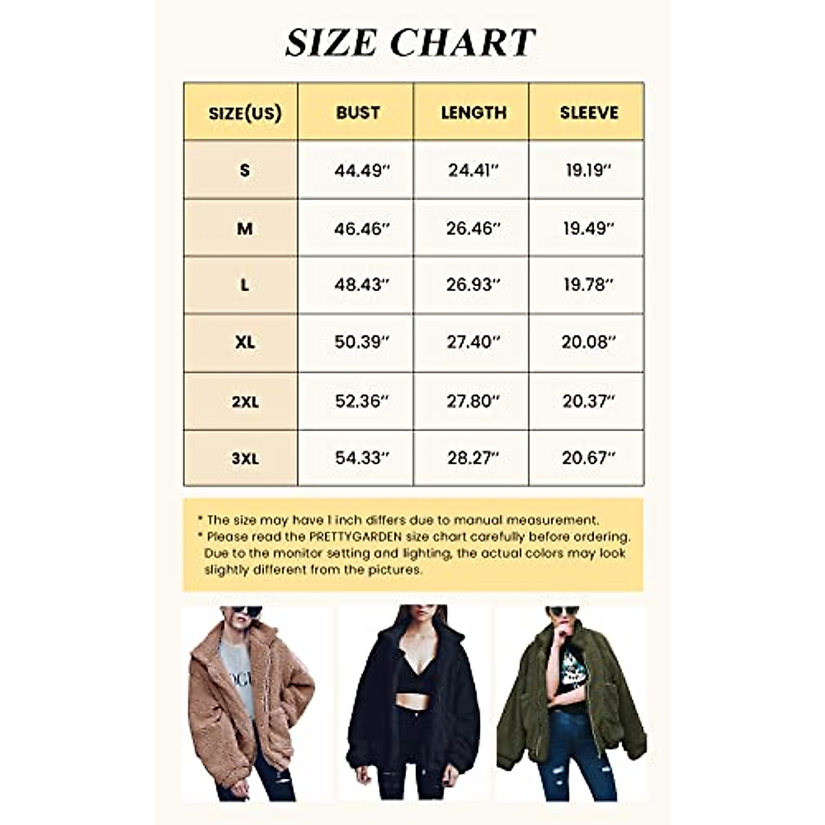 PRETTYGARDEN Women's 2023 Fashion Winter Coat Long Sleeve Lapel Zip Up Faux Shearling Shaggy Oversized Shacket Jacket (Khaki,Small)