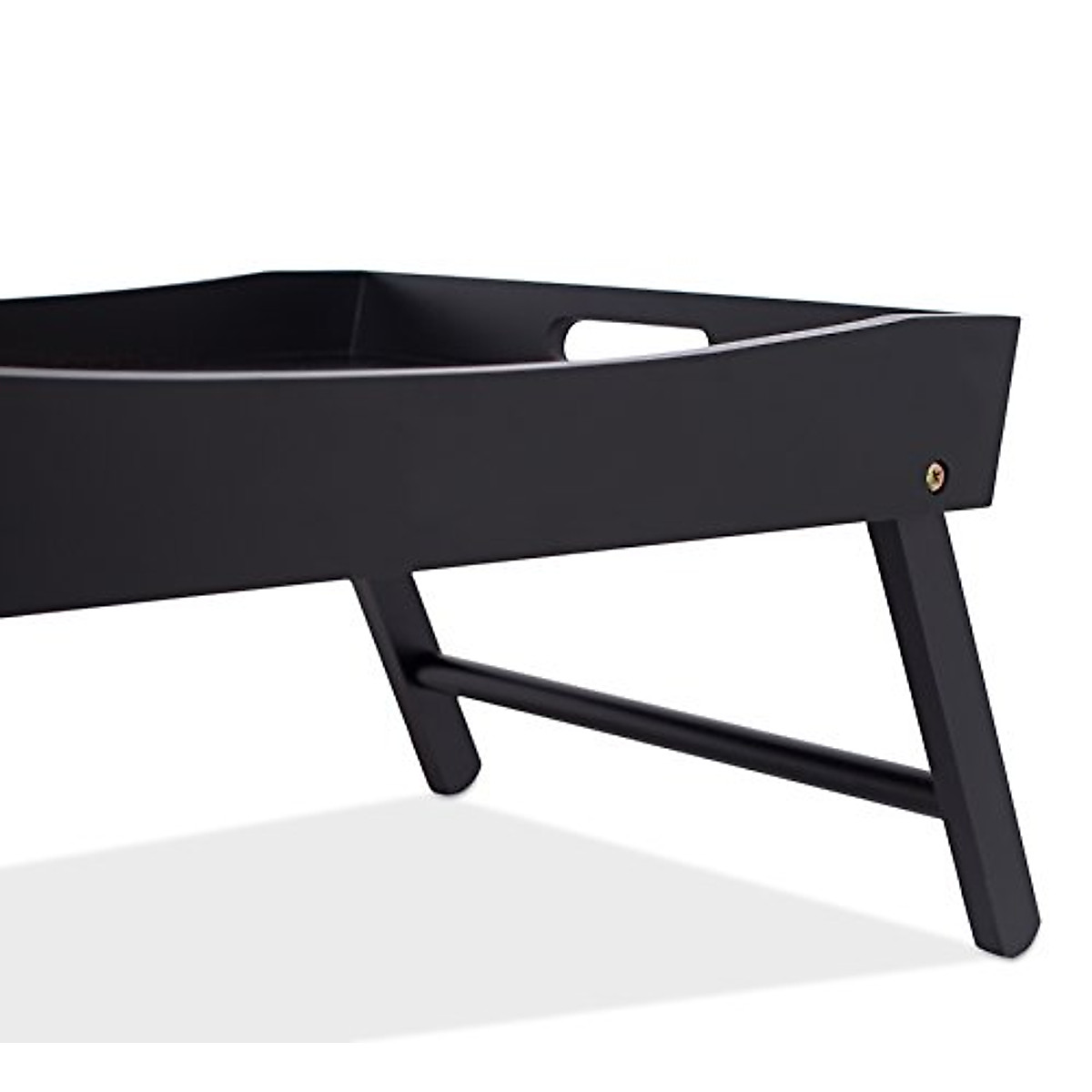 BIRDROCK HOME Wood Bed Tray with Folding Legs - Work from Home - Wide Breakfast Serving Tray Lap Desk with Sides and Handles - Black