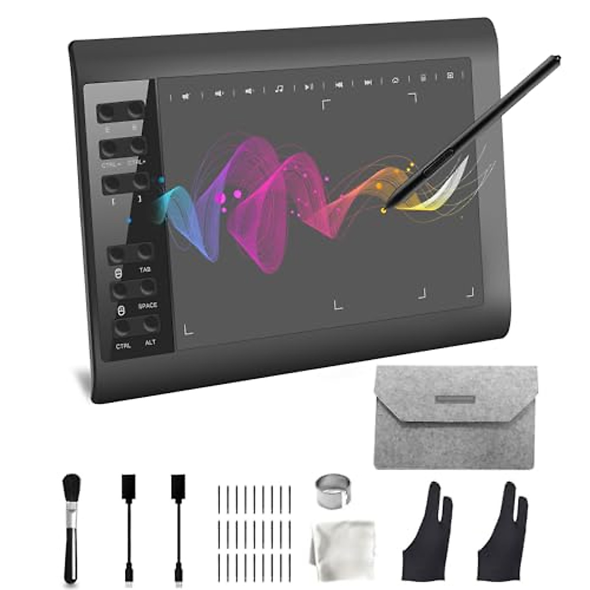 TeinenRon Graphics Drawing Tablet,10 x 6 Inch Drawing Tablet with 8192 Levels Pen and Bag,12 Hot Keys,Compatible with PC/Mac/Android for Painting,Design & Online Teaching