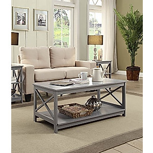 Convenience Concepts Oxford Coffee Table with Shelf, Gray