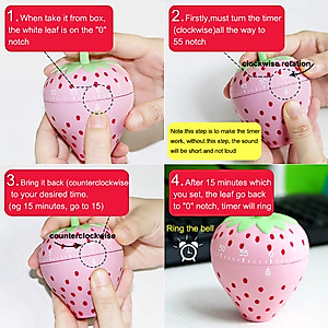 MONLIYA Kitchen Timer Cute Fruit Cookie Kitchen Timer | Novelty Manual Cooking Timer | Fun Shaped Mechanical Timer for Kitchen Alarm Home Desktop Decor (Strawberry) Windup
