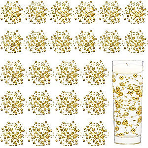 24 Pcs Artificial Pearl String for Floating Candle Faux Pearls Beads String Pearl Party Garland Decoration for Vases Filler Wedding Centerpiece Christmas Party Decor (Gold)